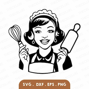 RETRO WOMAN BAKING Svg, Eps, Dxf, Png - Vinyl Cutting File, Kitchen ...