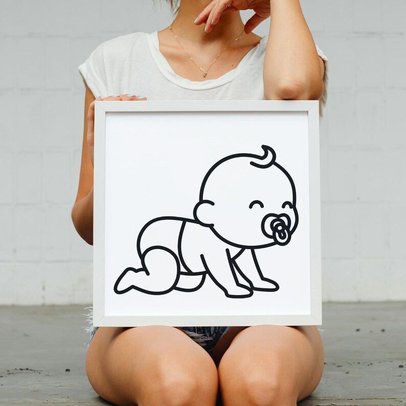 Crawling Baby SVG File: Clipart for Cutting, Engraving & Printing ...