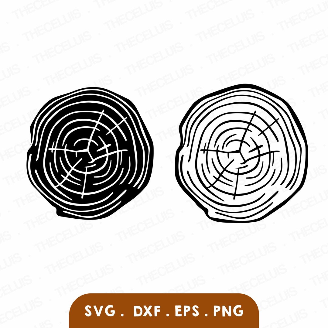 WOOD SLICE Svg, Eps, Dxf, Png Files - Vinyl Cutting, Wood Growth Ring ...