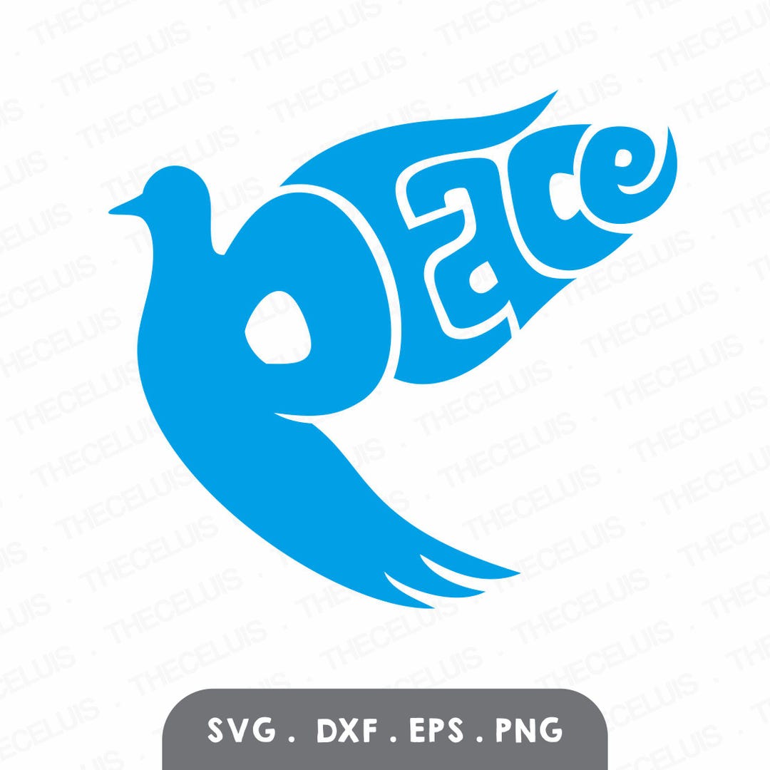 PEACE TYPOGRAPHY in DOVE Symbol - Svg, Dxf, Eps, Png Files - Vinyl ...