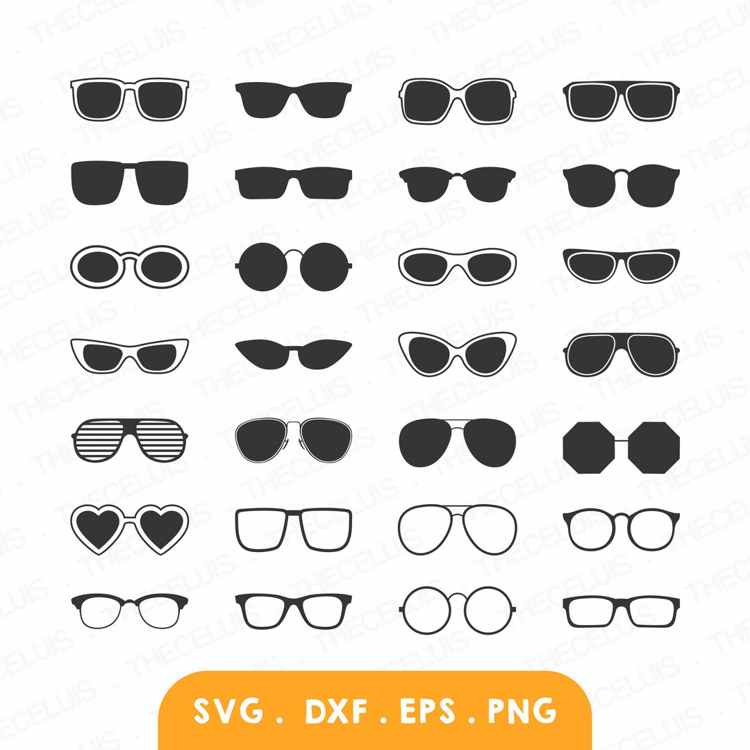 28 Sunglasses / Eyeglasses - Cutting File, Bundle Clip Art, SVG File ...