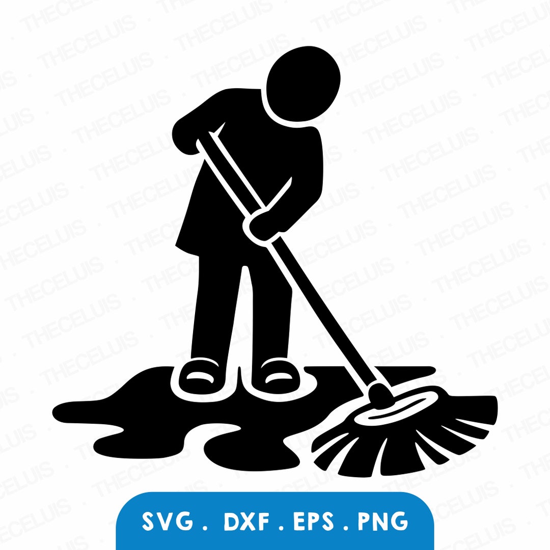 Floor Mopping Svg, Eps, Dxf, Png File - Vinyl Cutting File, Cleaning ...