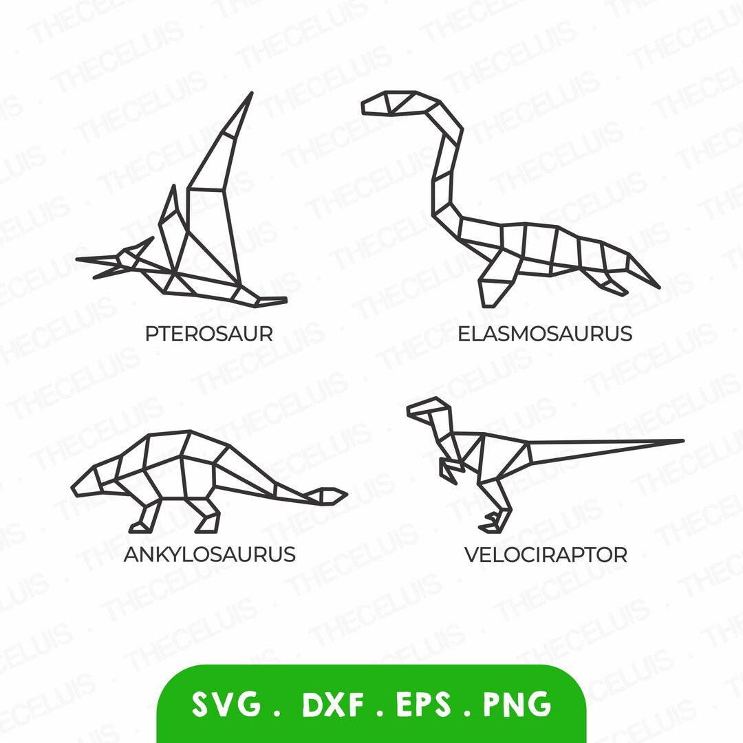 Geometric Dinosaur SVG PNG DXF Files: Pterosaur, Elasmosaurus ...