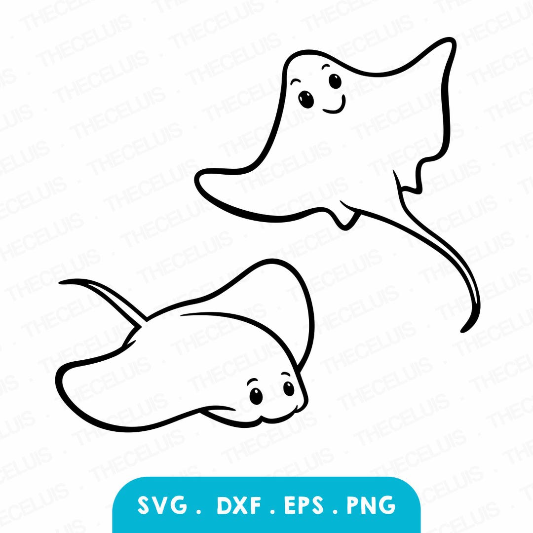 STINGRAY Svg, Eps, Dxf, Png File - Vinyl Cutting, Engraving, Printing ...