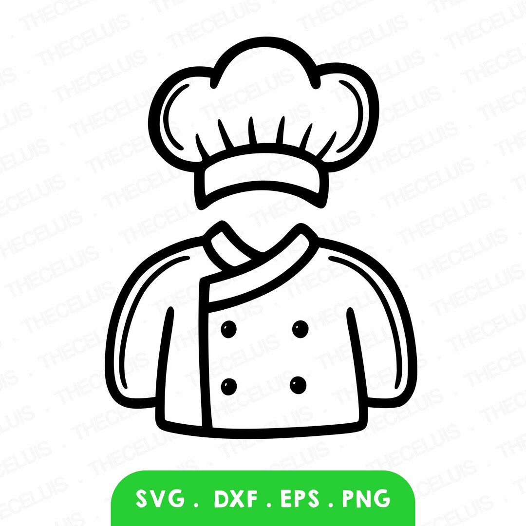 Chef Uniform SVG PNG Files: Outline Clothing Clipart for Cricut ...