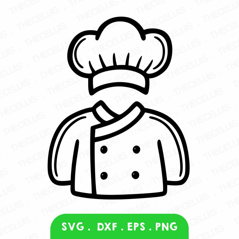 CHEF UNIFORM Svg, Eps, Dxf, Png Files Vinyl / Sticker Cutting, Printing ...