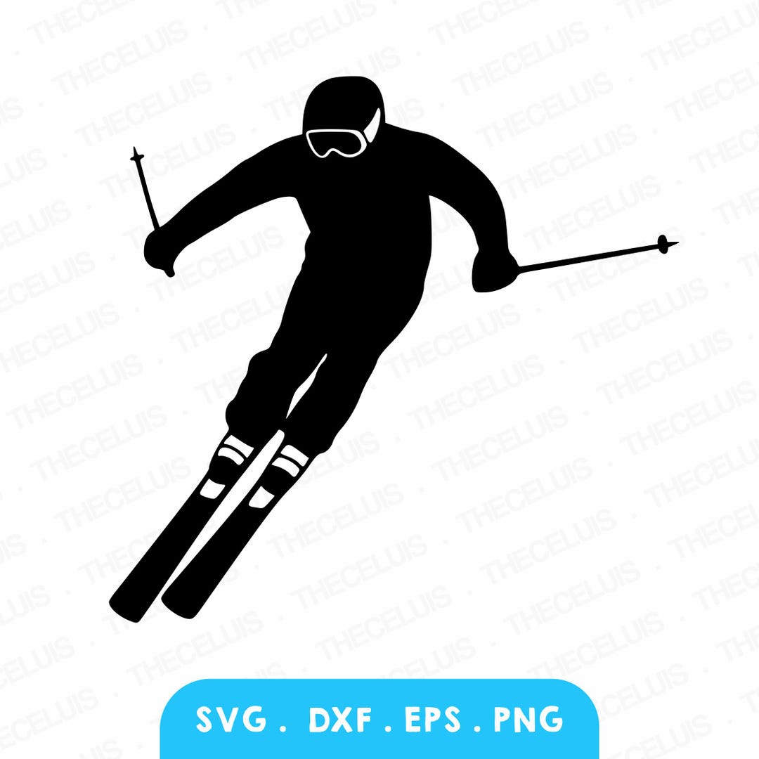 Skiing SVG PNG Files: Skier Silhouette Clipart for Cutting, Engraving ...