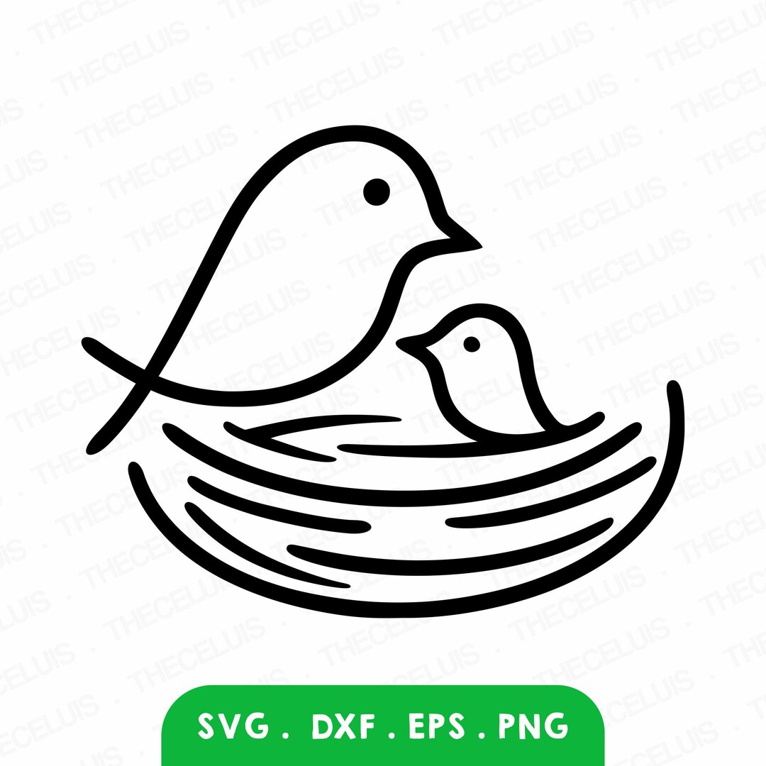 Mother & Little Bird SVG: Line Art Clipart for Cricut (digital Download ...
