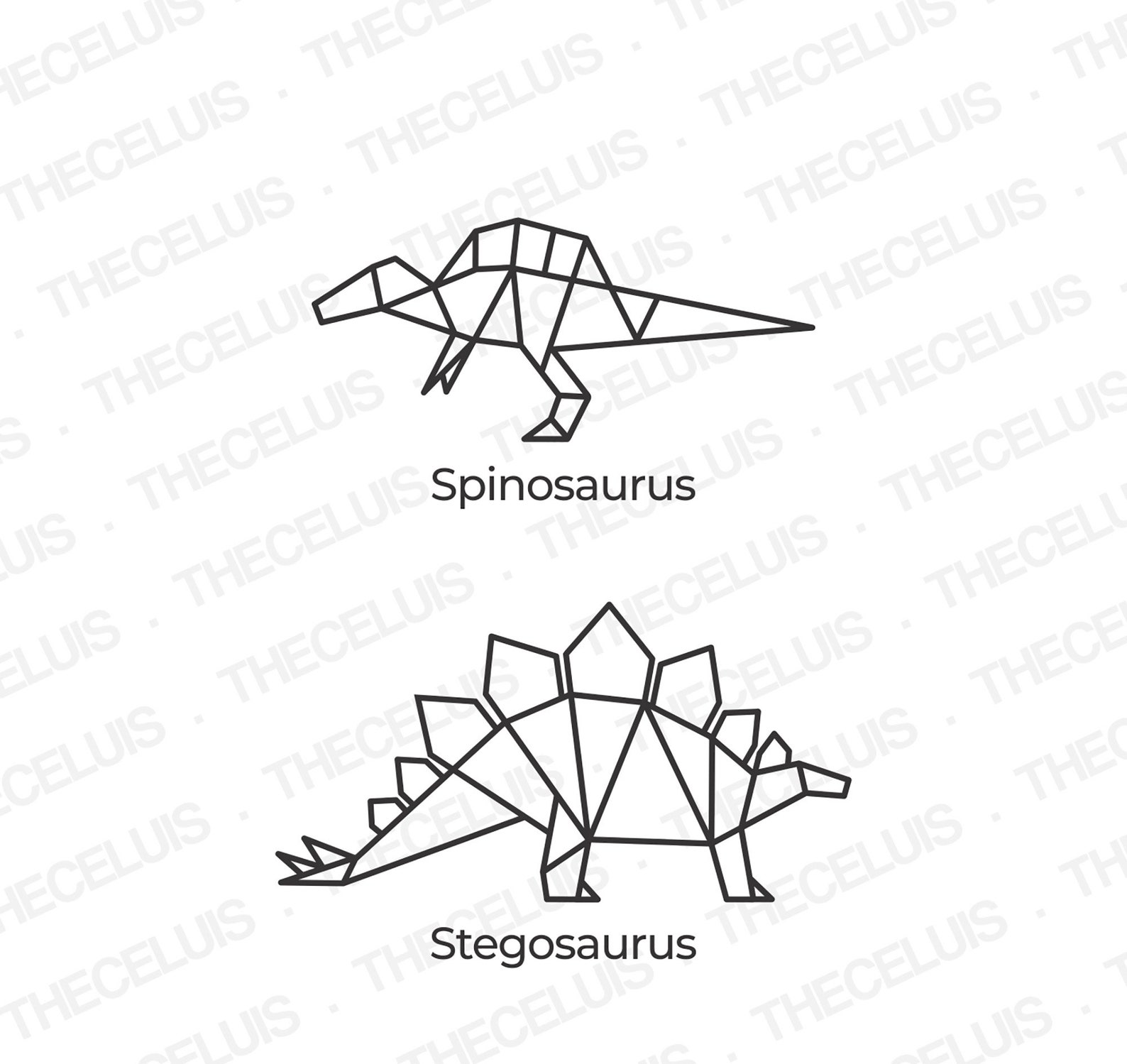 Geometric Dinosaur SVG Bundle: Polygonal Dino Cut Files (digital ...