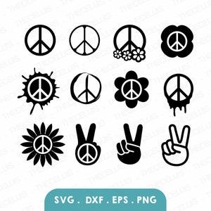 12 PEACE Signs / Symbols - Vinyl Cutting File, Vector, SVG, Dxf, Eps ...