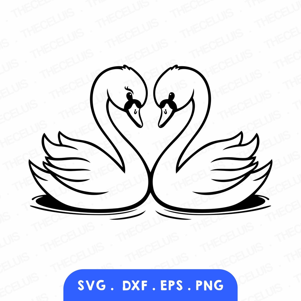 SWAN HEART SHAPE Svg, Dxf, Eps, Png File Vinyl Cutting File, Bird ...