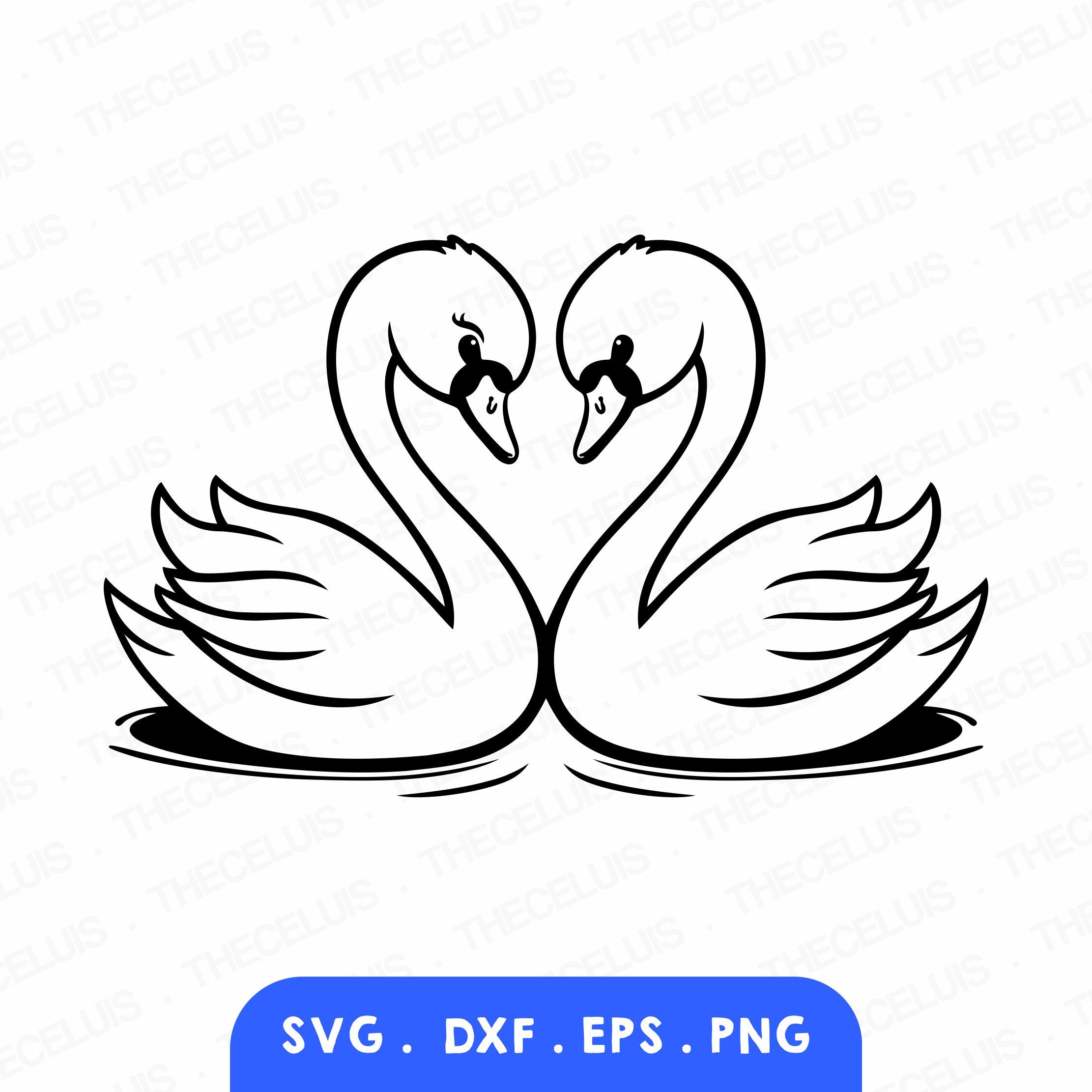 SWAN HEART SHAPE Svg, Dxf, Eps, Png File - Vinyl Cutting File, Bird ...
