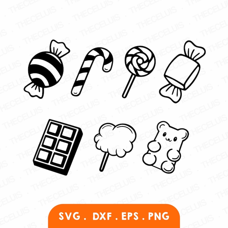 SWEETS & CANDIES Svg, Eps, Dxf, Png Files Vinyl Cutting File, Chocolate ...