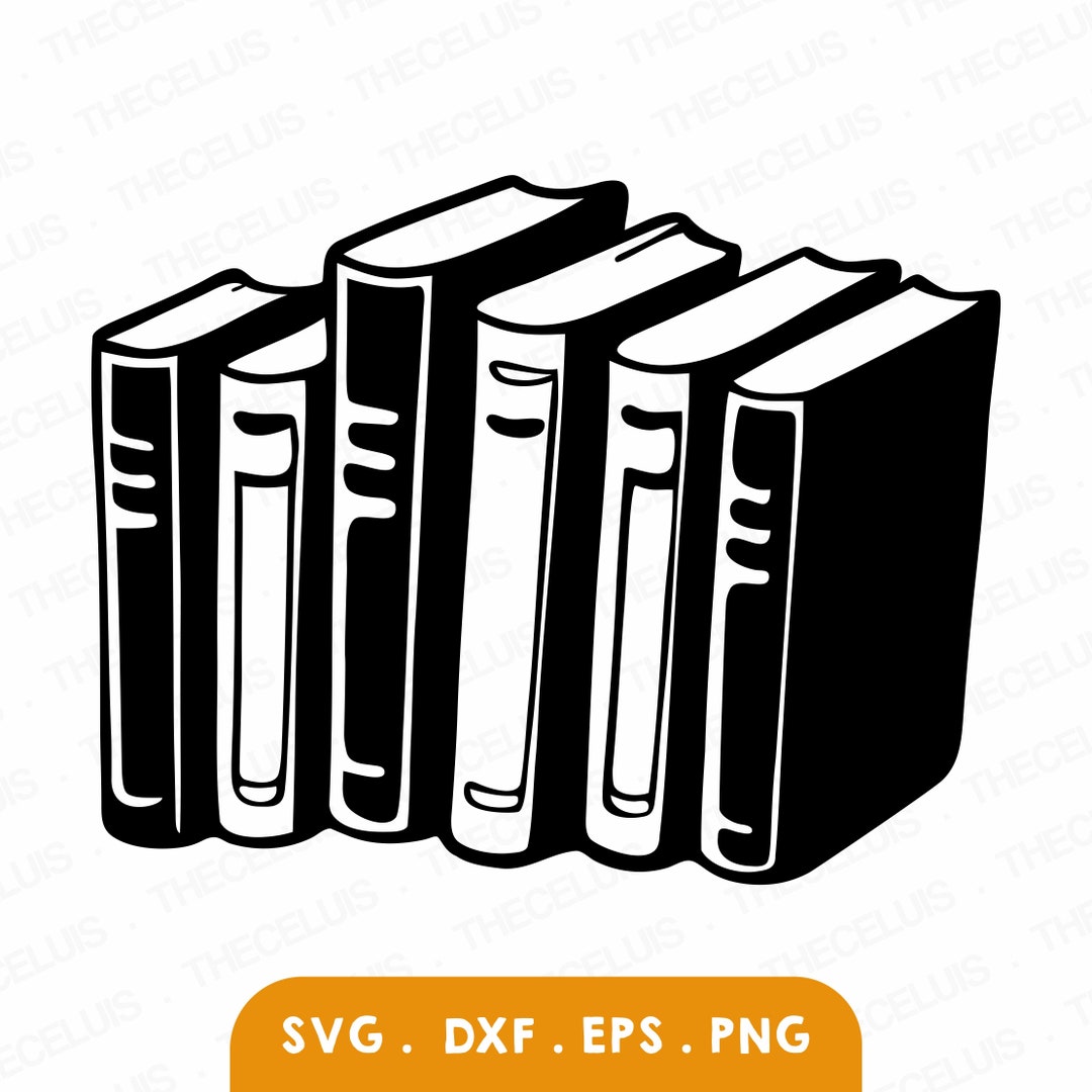 ROW OF BOOKS Svg Dxf Eps Png Files - Vinyl Cutting Books Engraving Book ...