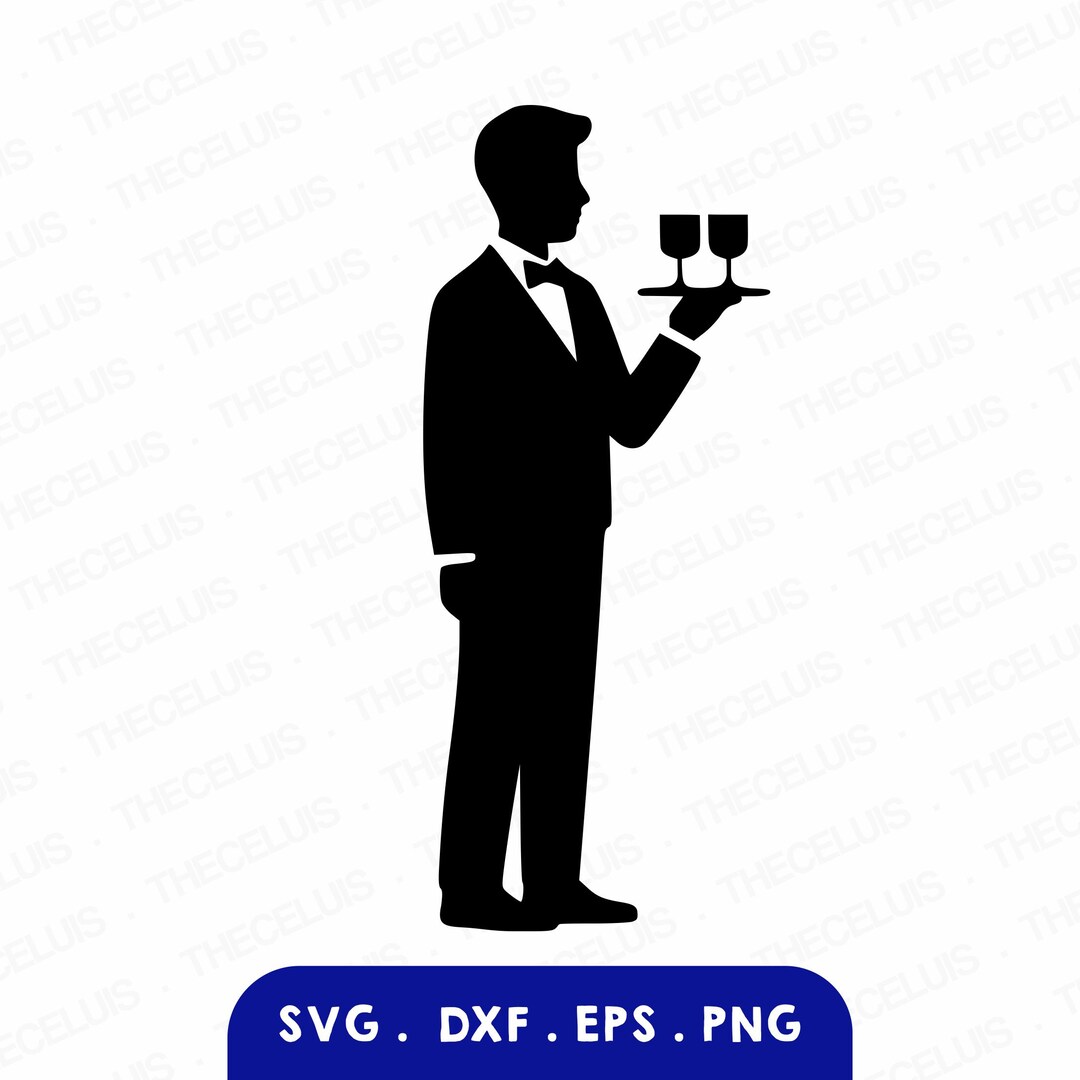 Waiter SVG DXF PNG Clipart: Digital File for Cutting, Engraving ...