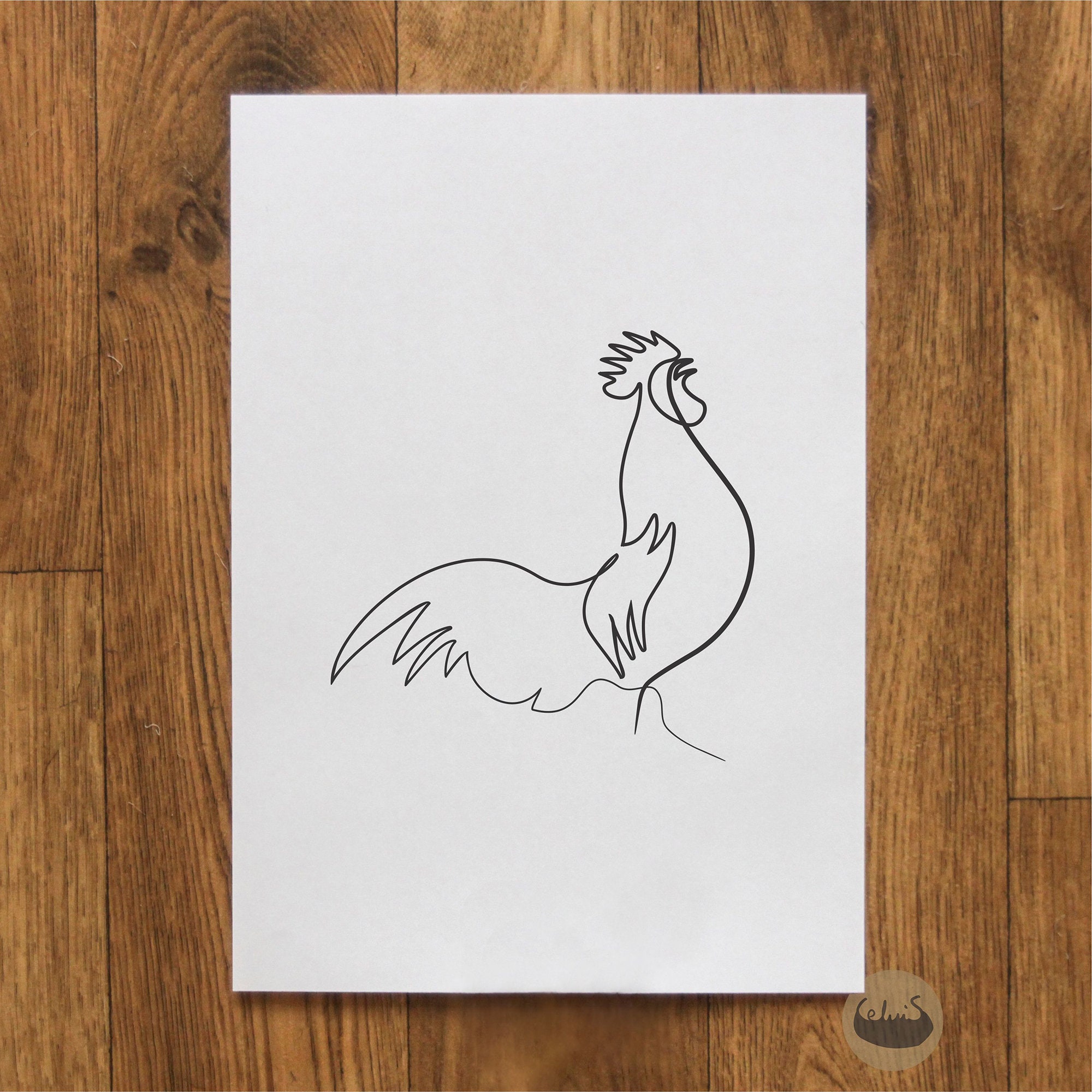 Rooster Printable Wall Art, Rooster Single Line Drawing Chicken Art ...