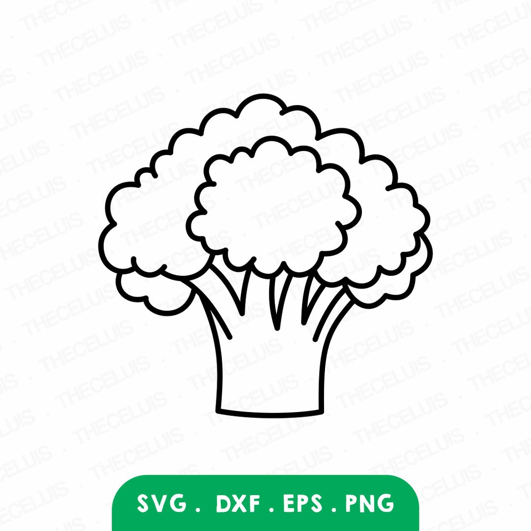 BROCCOLI Svg Dxf Eps Png Files | Broccoli Outline Clipart Broccoli File ...