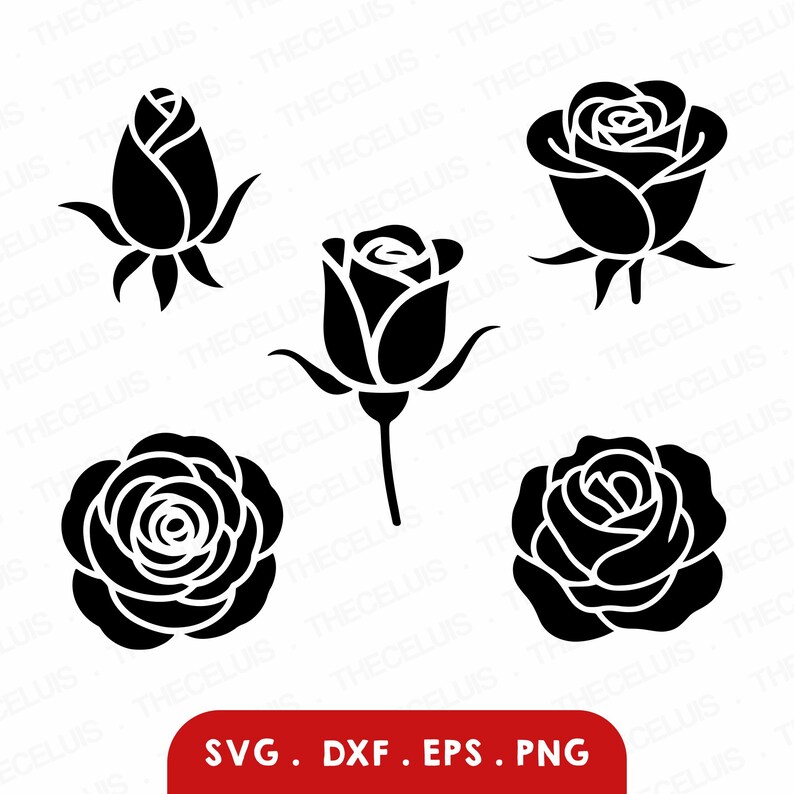 Rose SVG DXF PNG Files: Floral Clipart for Cricut & Silhouette Vector ...