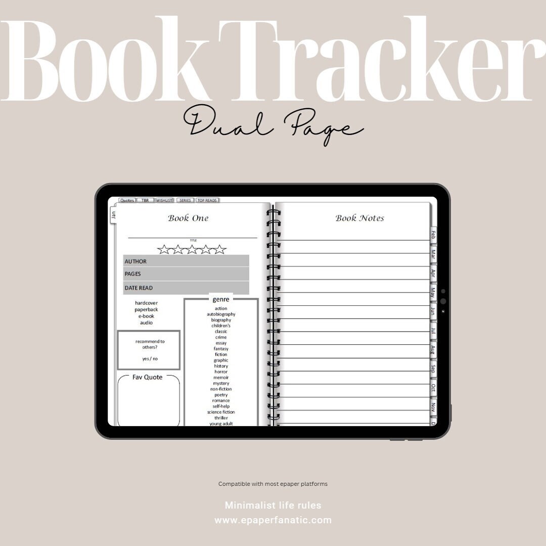 Book Tracker - Dual Page - Etsy
