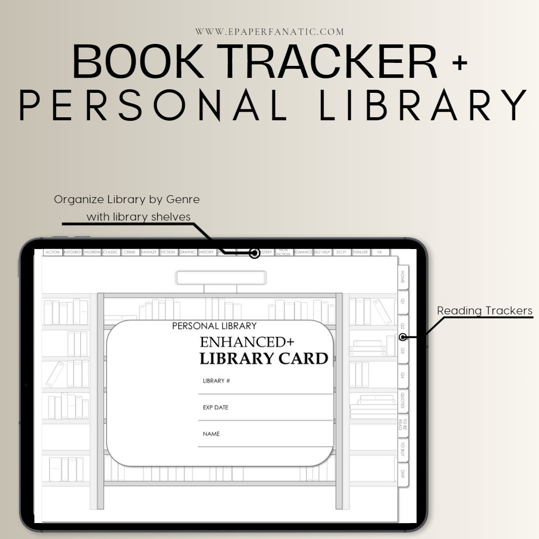 Book Tracker With Library Shelves | Digital Reading Log & Hyperlinked ...