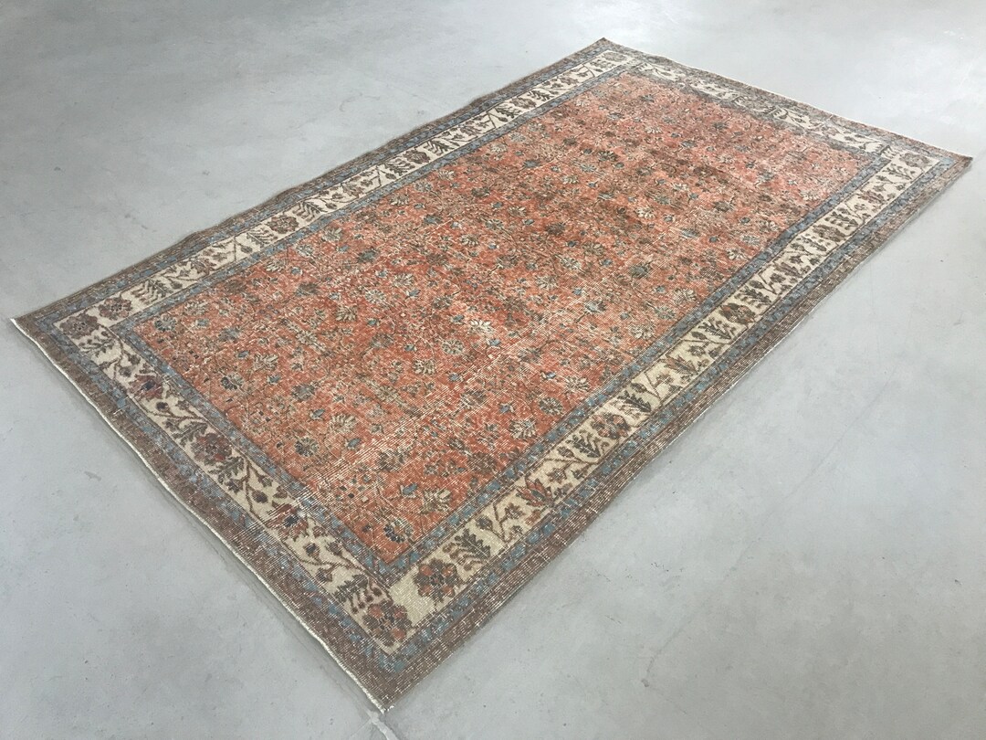 5.4x9 Ft, ORANGE TURKISH RUG, Area Rug, Oushak Rug, Decor Rug, Handmade ...