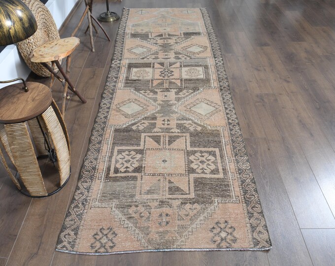 3'3x11'3 Ft, TURKISH RUNNER RUG, Entry Runner, Wool Carpet, Orange ...