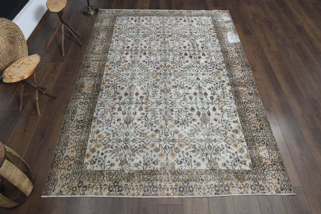 6'4x9'4 Ft, LUXURY DESIGN, Vintage Turkish Rug, Handwoven Rug, Wool Rug ...