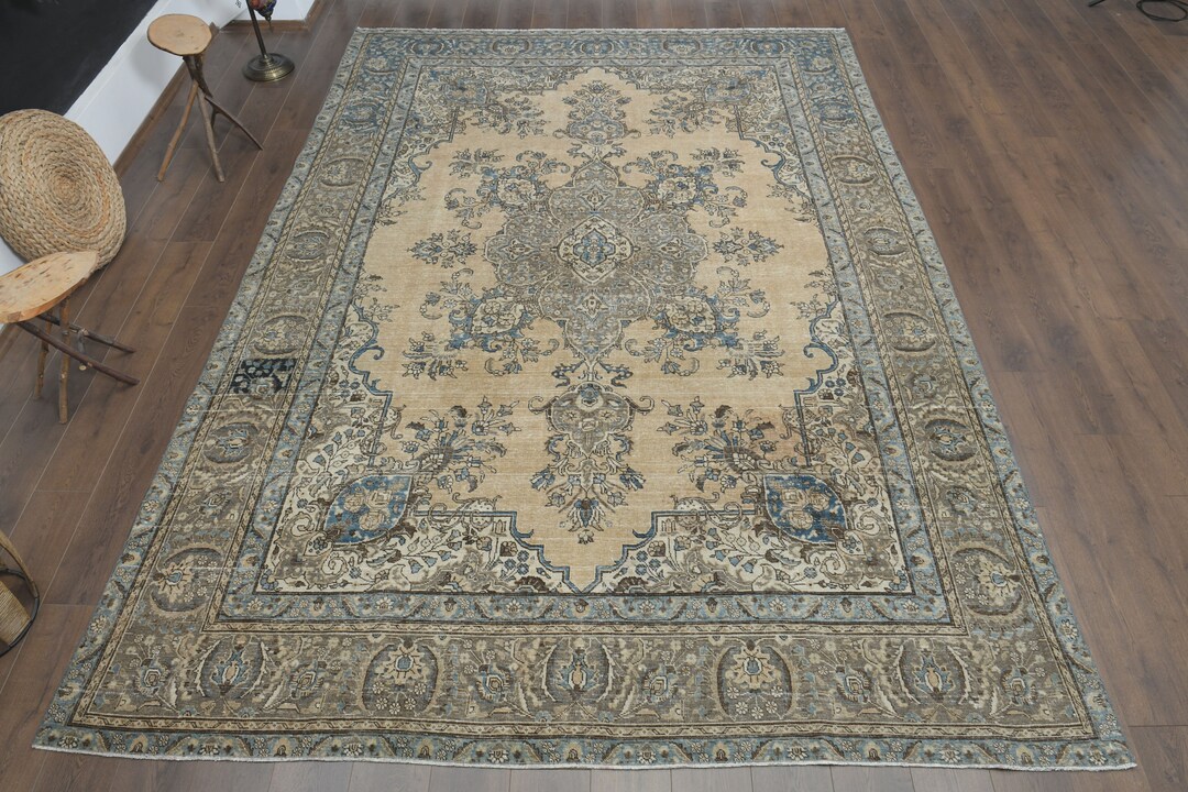 8'6x12'3 Ft, LARGE VINTAGE RUG, Oushak Rug, Wool Rug, Turkish Rug ...