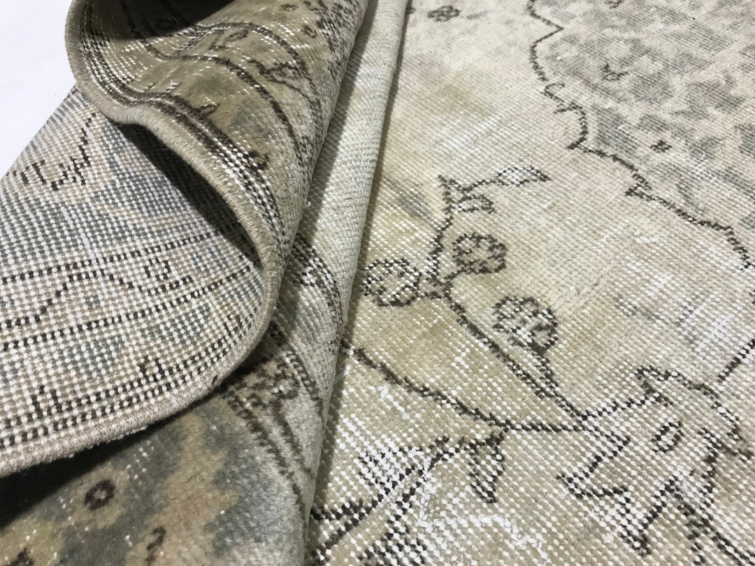 8.6x12.3 Ft, TURKISH VINTAGE RUG, Neutral Rug, Handknotted Rug, Large ...