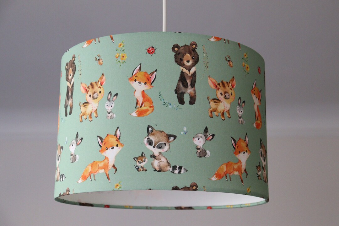 Nursery Lamp Forest Animals Lampshade Children's Room - Etsy