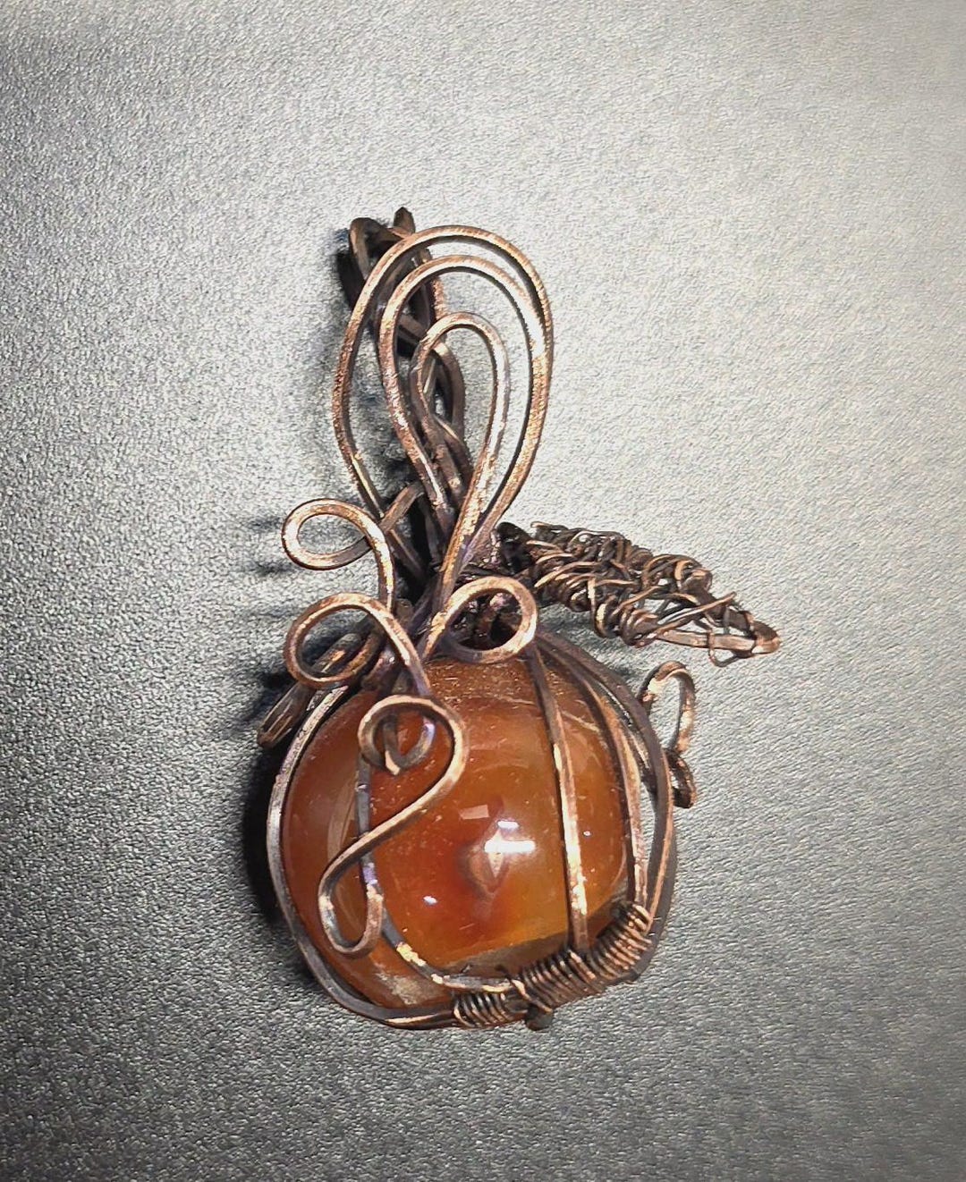 Wire Wrapped Pumpkin Pendant - Etsy