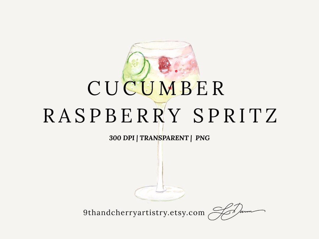 Cucumber Raspberry Spritz Watercolor Clipart Illustration | Watercolor ...