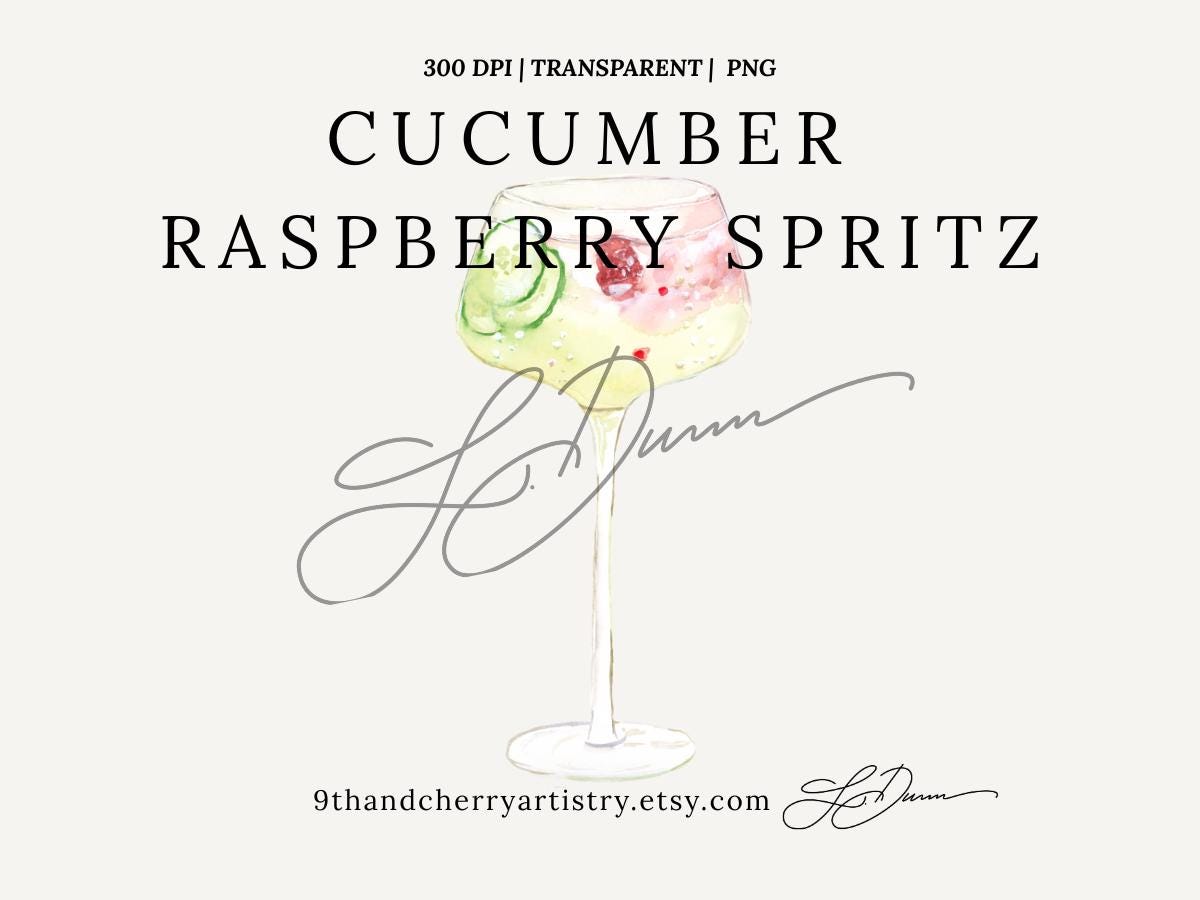 Cucumber Raspberry Spritz Watercolor Clipart Illustration | Watercolor ...