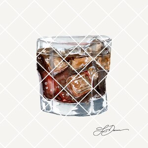 Whiskey Coke Watercolor Clipart Illustration | Watercolor Cocktail ...