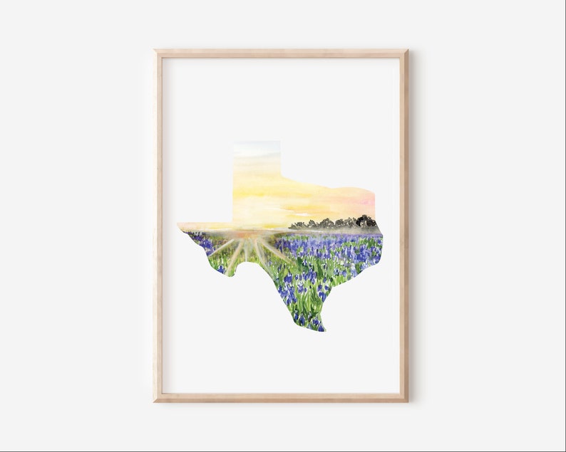 Texas Bluebonnet Watercolor Art Print - Etsy