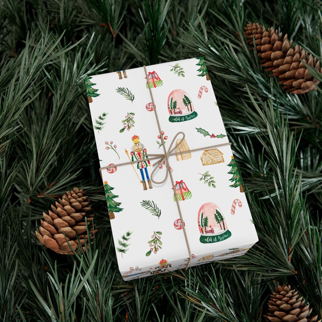 Holiday Nutcracker Snow Globe Wrapping Paper, Christmas Gift Wrap Roll ...