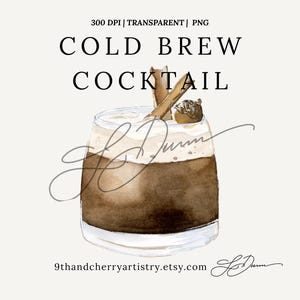 Cold Brew Cocktail Watercolor Clipart Illustration | Watercolor ...