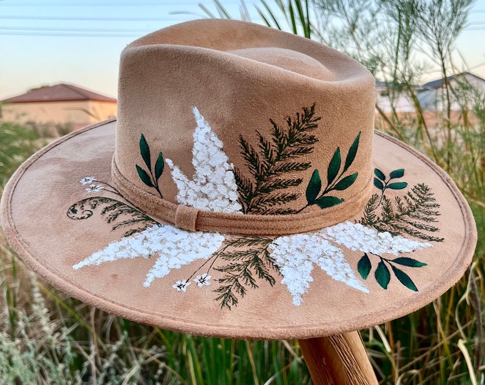 Botanical Tan Floral Hat Personalized Rancher Hat Poppies - Etsy