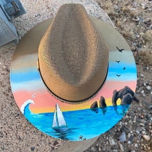 Cabo Hand Painted Panama Hat – Custom Straw Beach Hat, Boho Sun Hat for ...