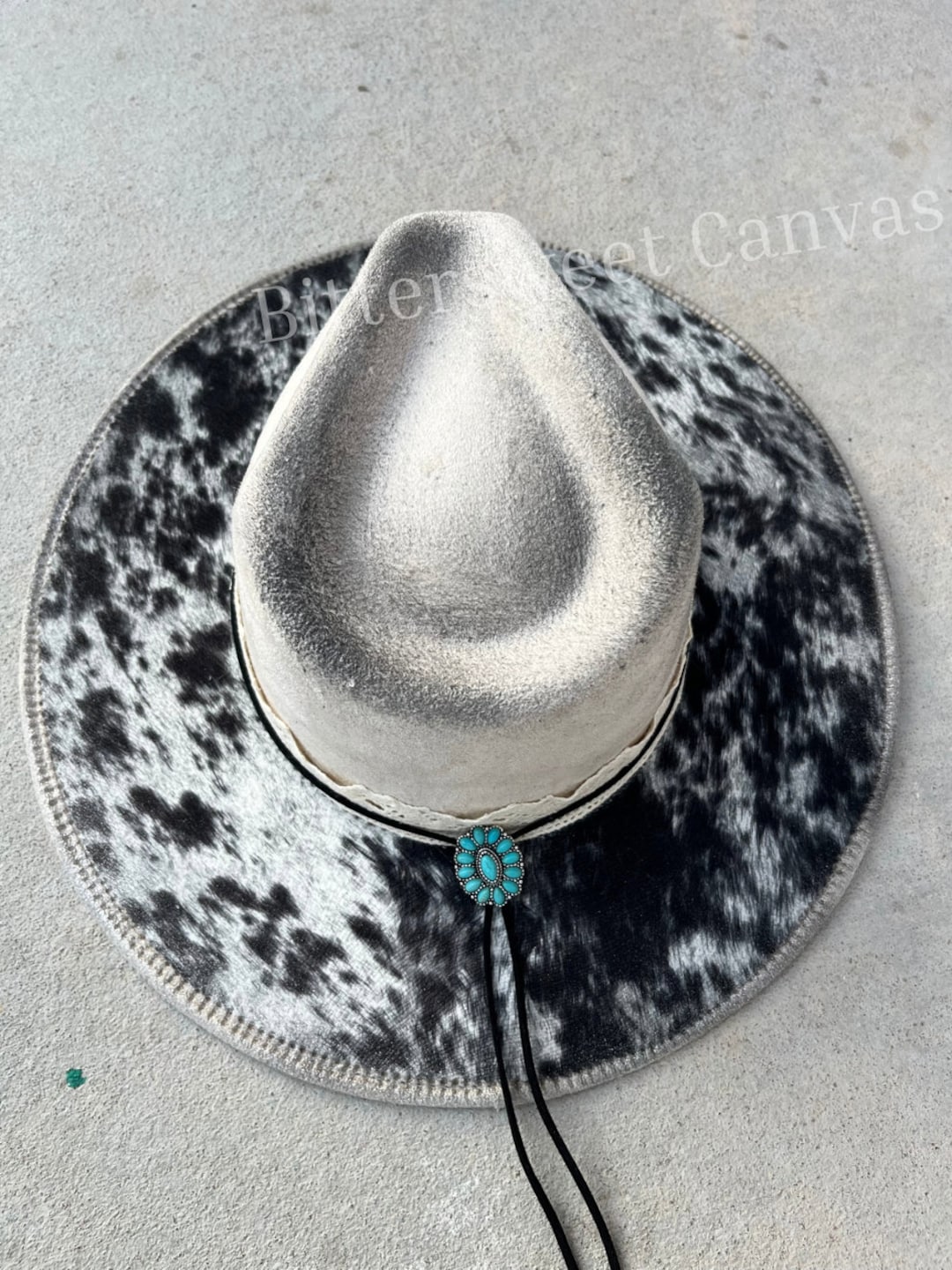 Distressed Ivory Peppered Cow Hide Burned Cowboy Hat Cowboy Hat Ladies ...