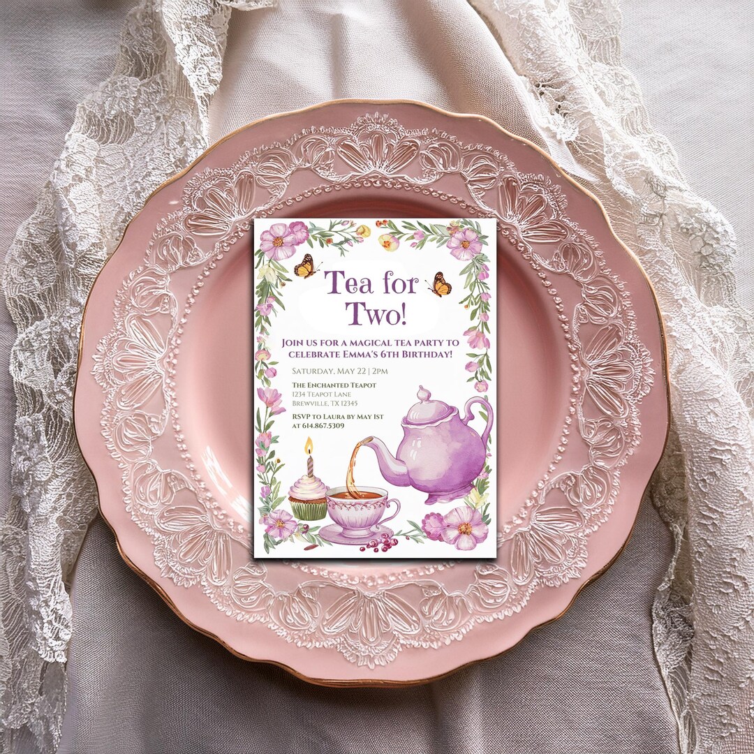 Editable Tea Party Invitation - Canva Template - Afternoon Tea Invite ...