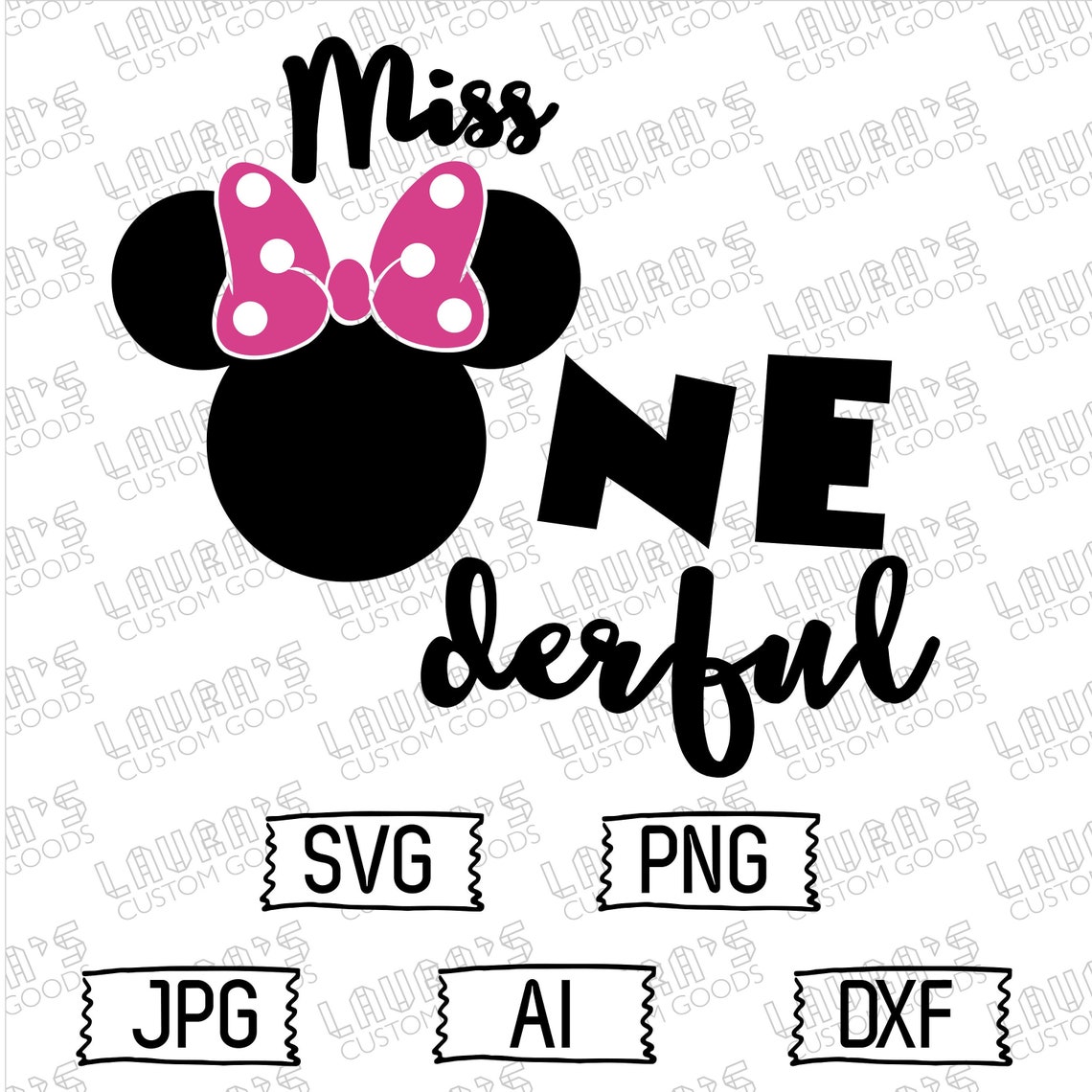Pink Minnie Mouse One Svg Minnie Mouse Svg Onederful Svg | Etsy