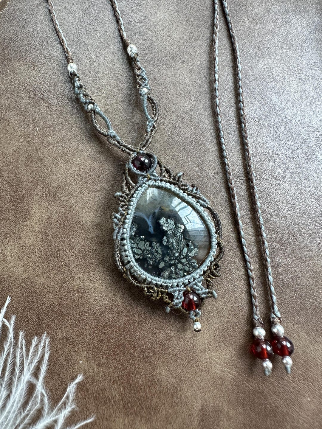 Handmade Macrame Choker With Marcasite in Agate, Boho Necklace, Healing ...