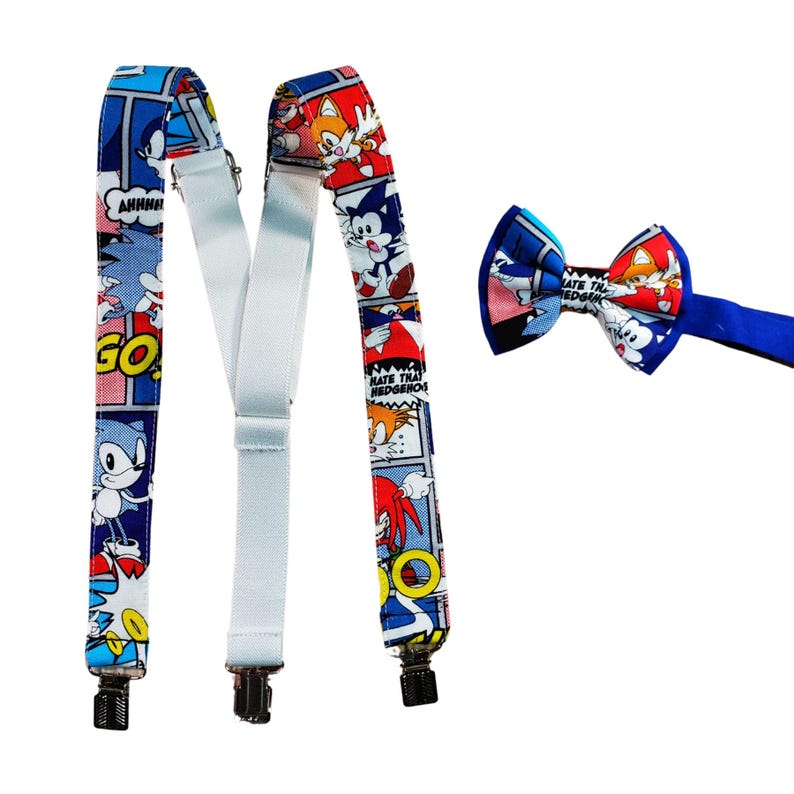 Sonic Comic Official Fabric for Suspenders Set, Infant to Adult, Formal ...