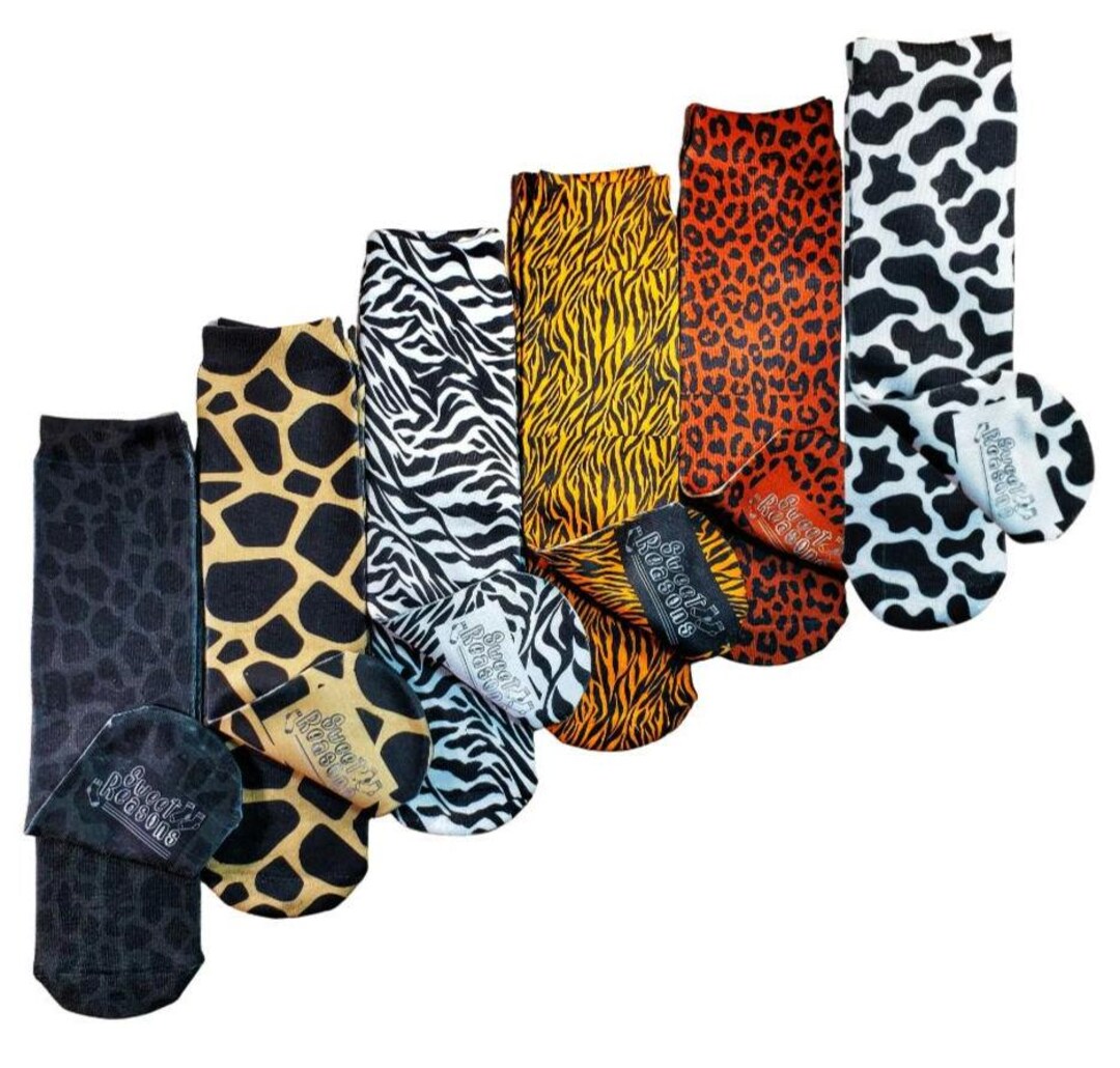 Wildlife Animal Print Socks, Child to Adult Sizes, Zoo Trip, Birthday ...