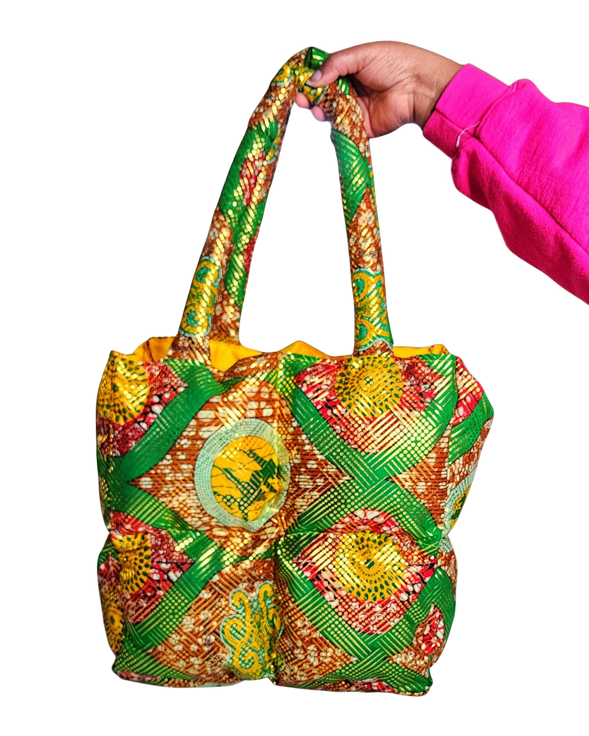 Reversible Ankara Puffer Tote Bag. Large Shoulder Sachtel. Double ...