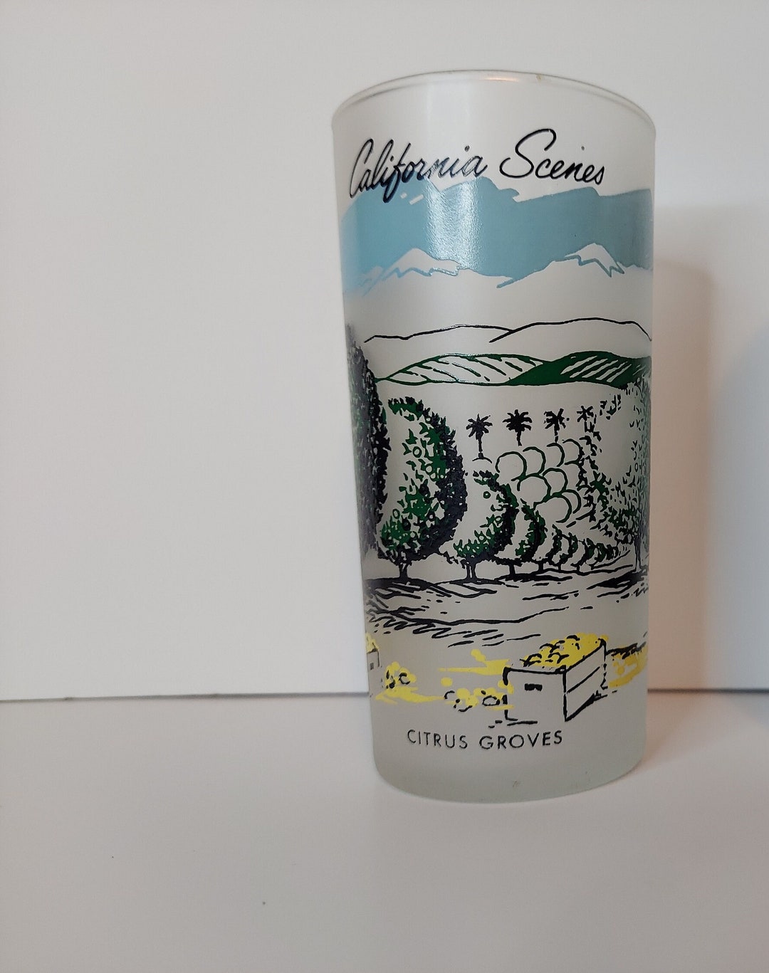 Vintage Libbey Frosted Glassware 60s MCM Bar Tumbler: california Scenes ...