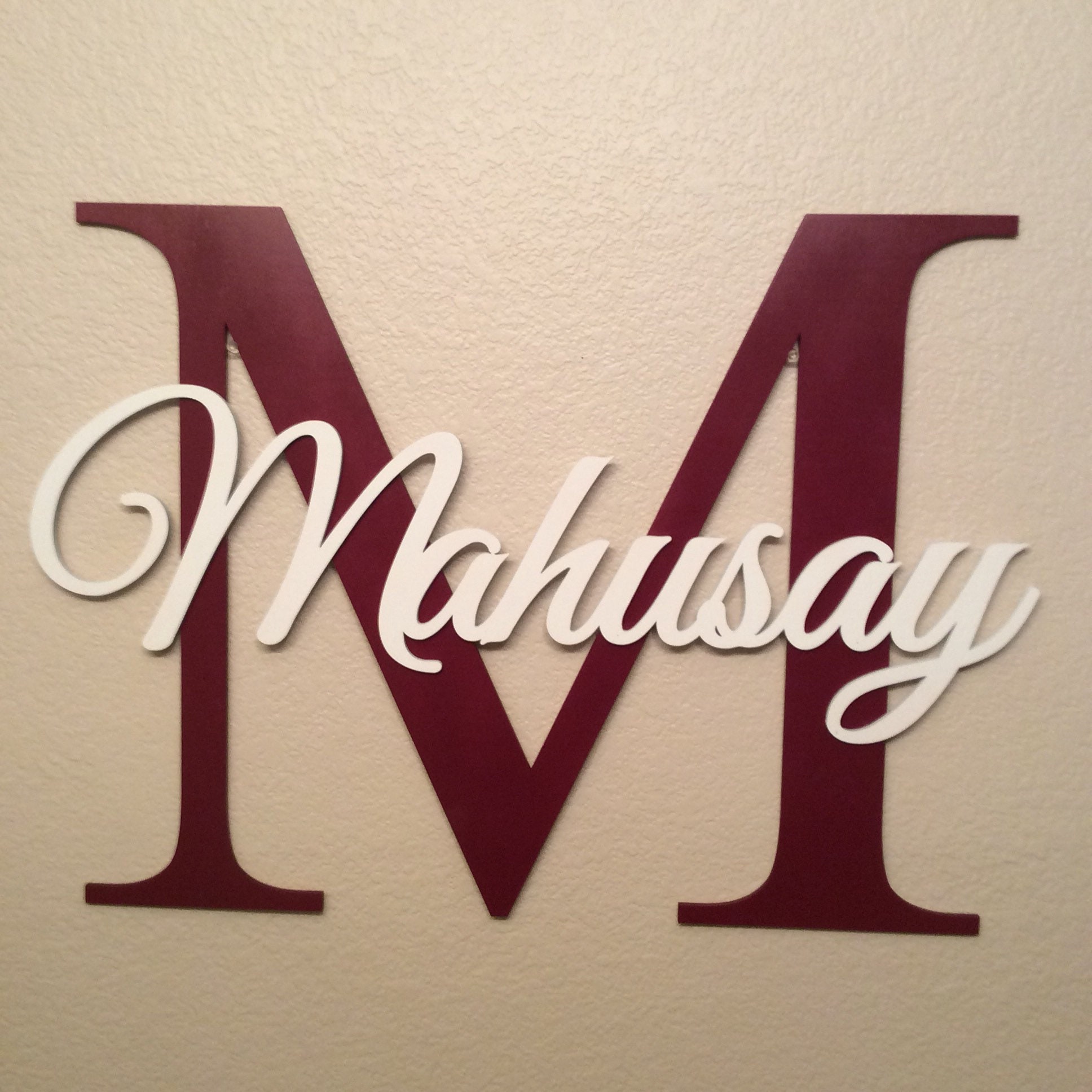 Large initial with name sign wood name sign nursery name | Etsy