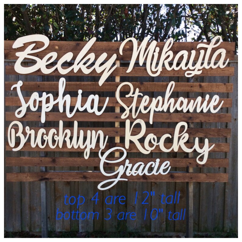Wood Cutout Name Sign Large Script Name Sign Unpainted Baby - Etsy