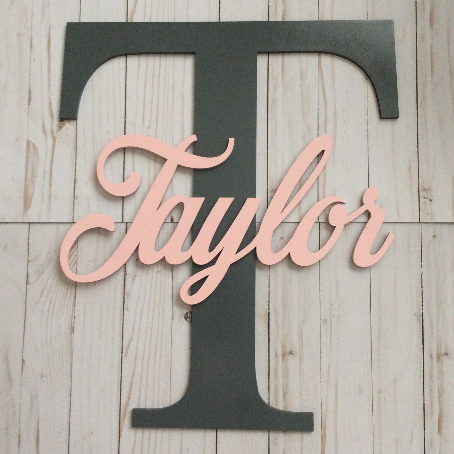 Family name sign initial name sign wood name sign nursery | Etsy